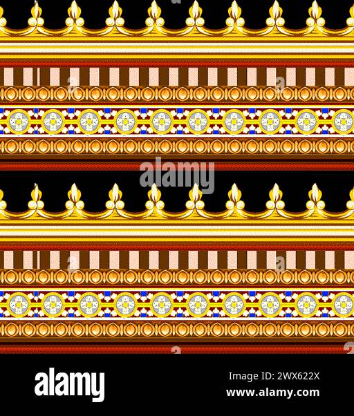 colorful border design, digital textile design for use fabric wallpaper ...