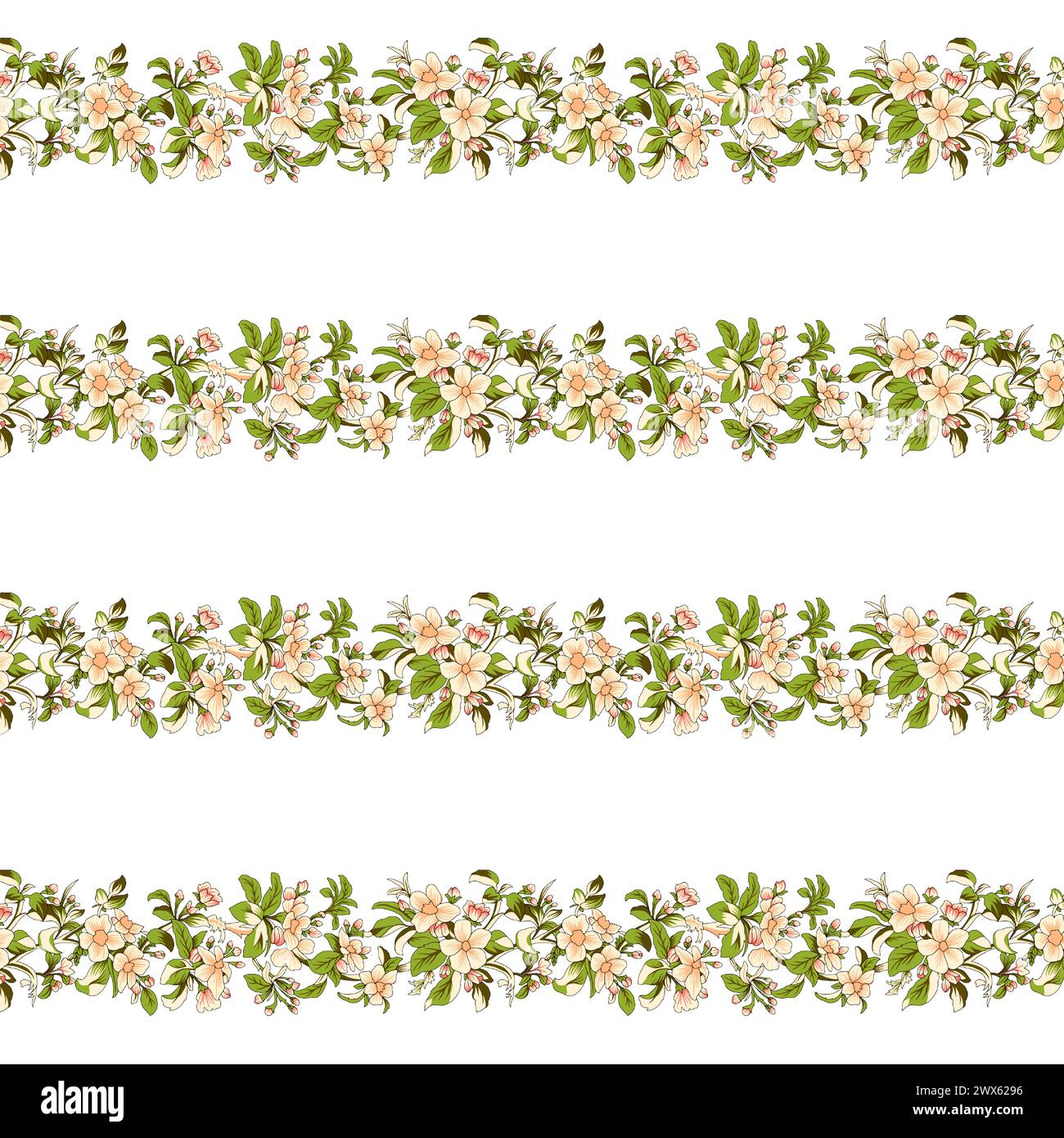 Digital Flowers border vector design. Design for cover, fabric, textile ...