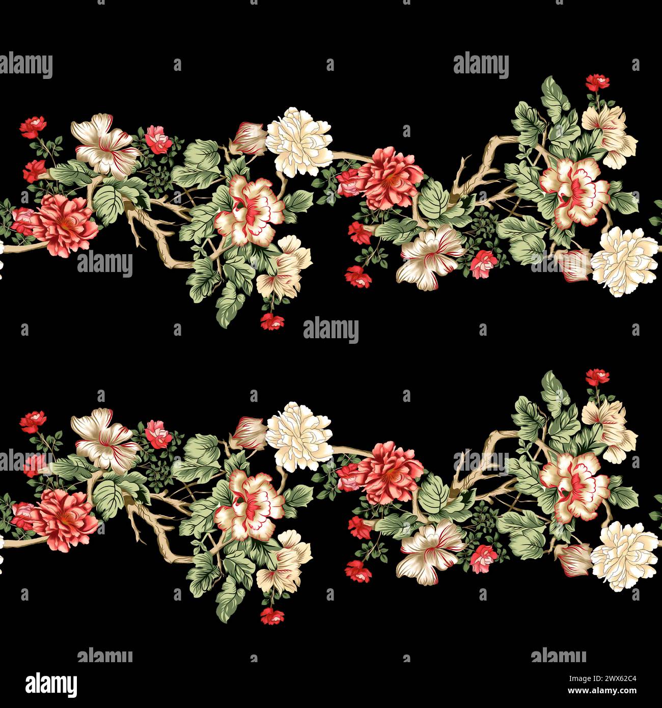 colorful border design, digital textile design for use fabric wallpaper ...