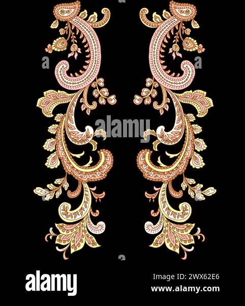 Textile digital ethnic design motif artwork for women cloth front back ...