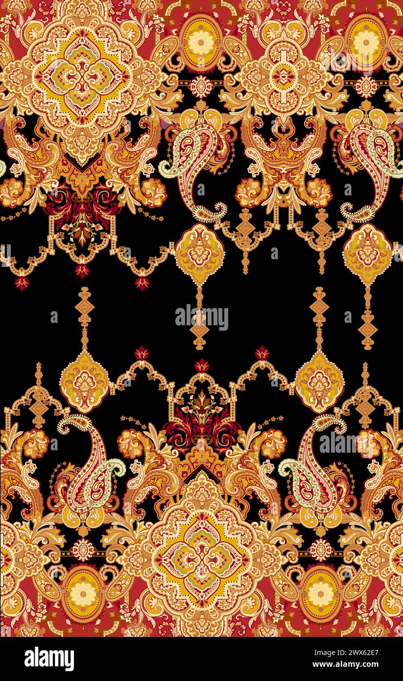 beautiful paisley border design for digital printing use Stock Vector ...