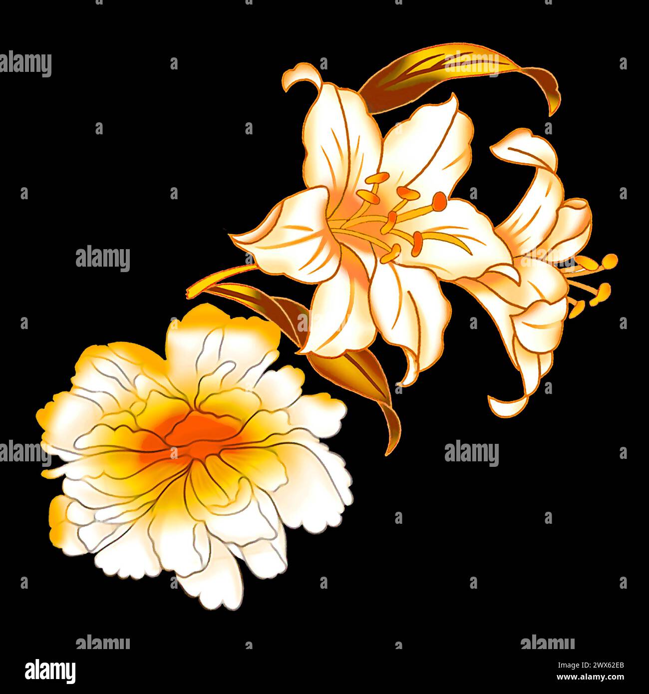 beautiful off-white skin gold type floral design Stock Vector Image ...