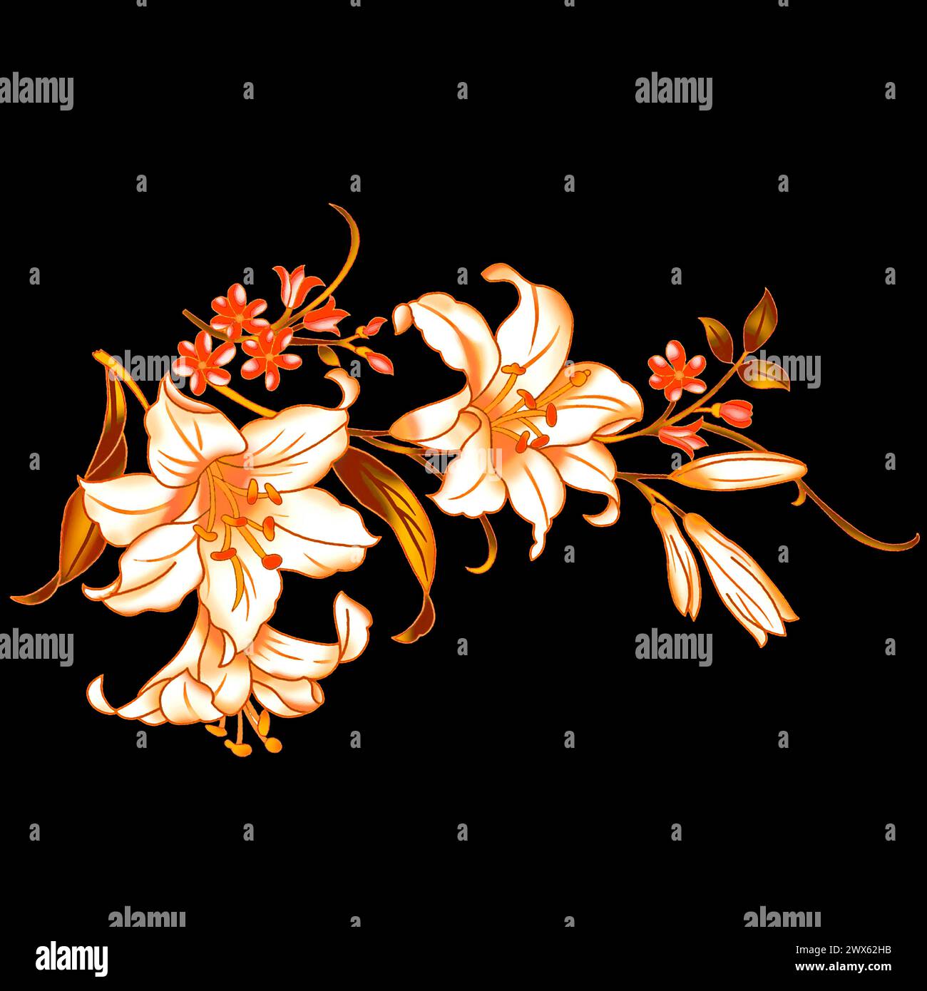 beautiful off-white skin gold type floral design Stock Vector Image ...