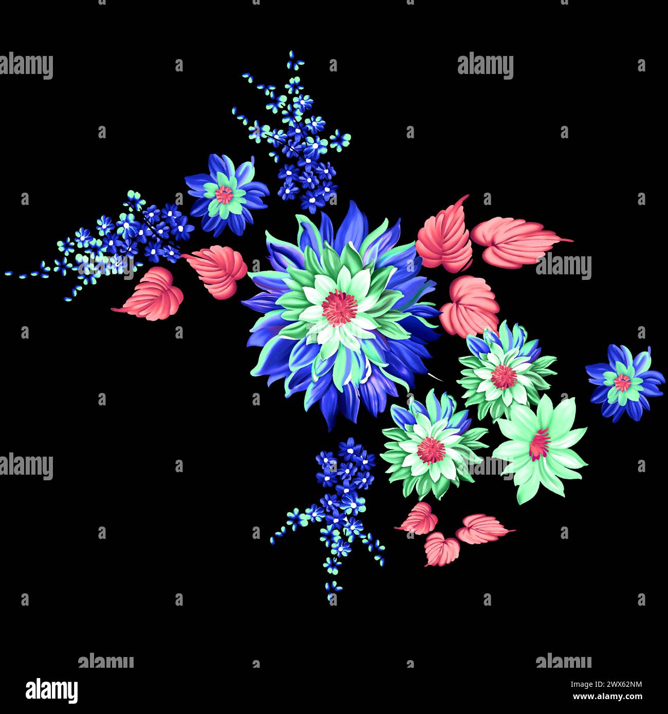 Digital Textile Design Motif Colorful Stock. Decorative elegant luxury ...