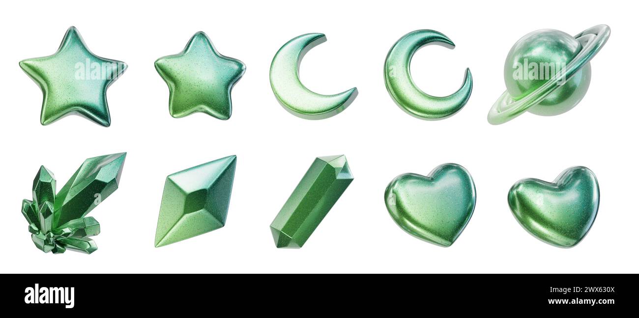 Holographic element set pack isolated background 3d rendering Stock ...