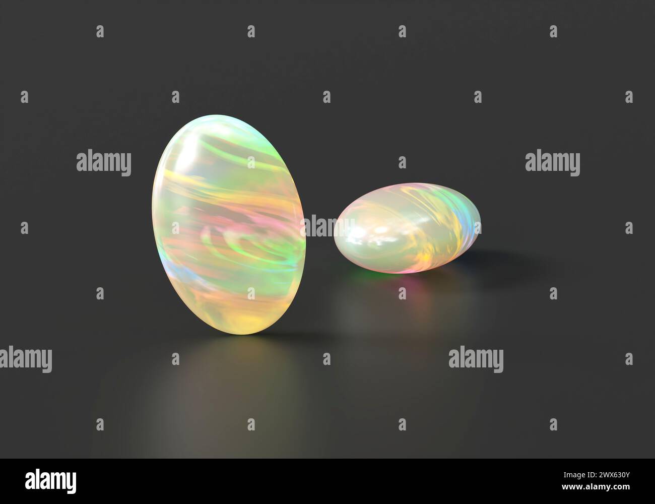 Opal round oval isolated on black background 3d rendering Stock Photo ...