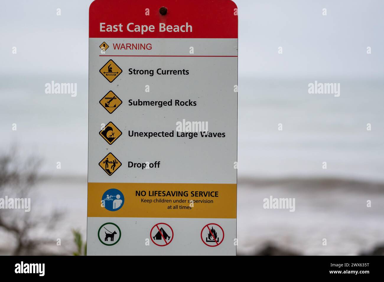 warning signal, strong currents, submerged rocks, unexpected large ...