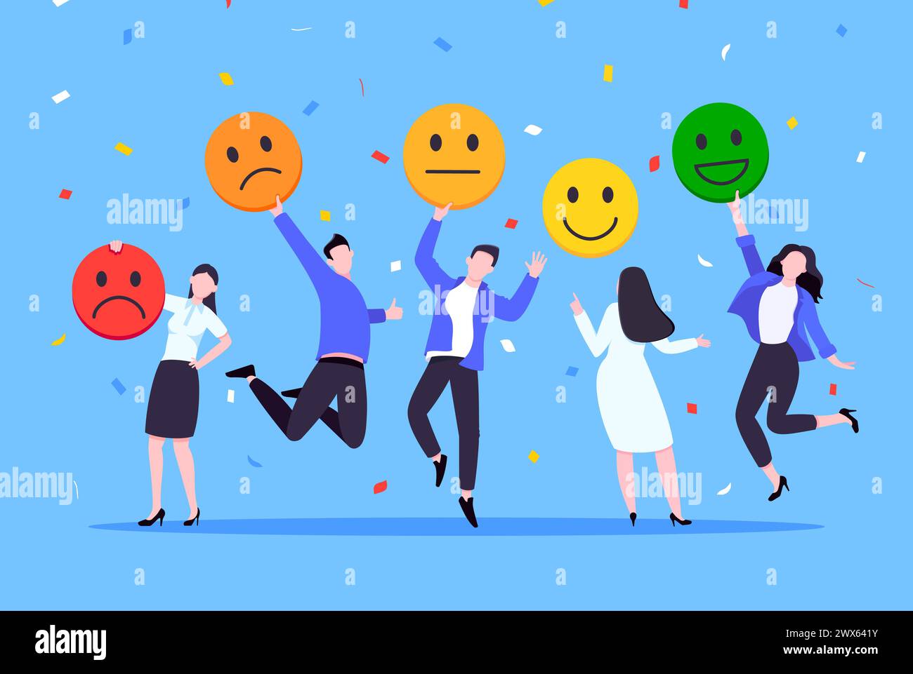 Employee satisfaction attitude survey feedback business concept flat ...