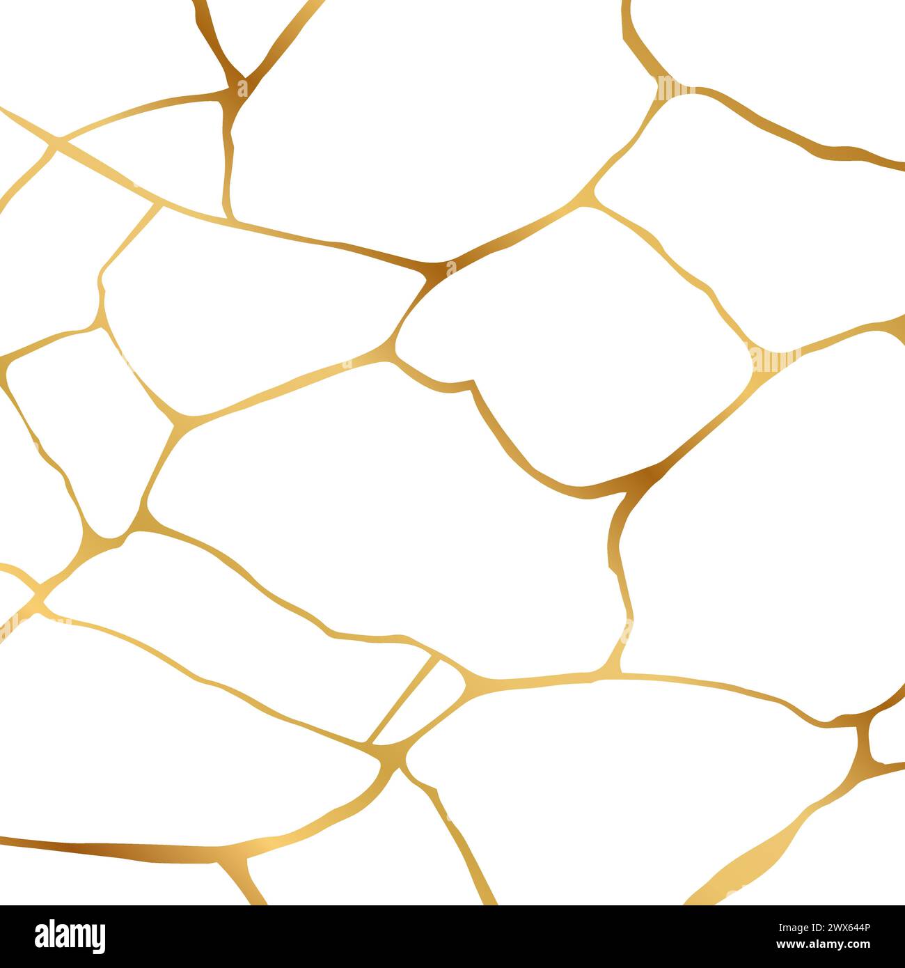 Gold kintsugi crack repair marble texture vector illustration isolated ...