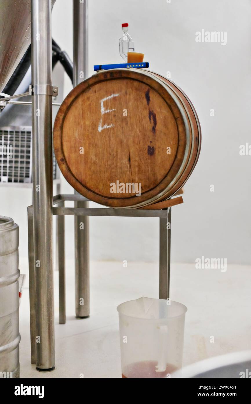 Brewery equipment, barre and craft beer production in factory for ...