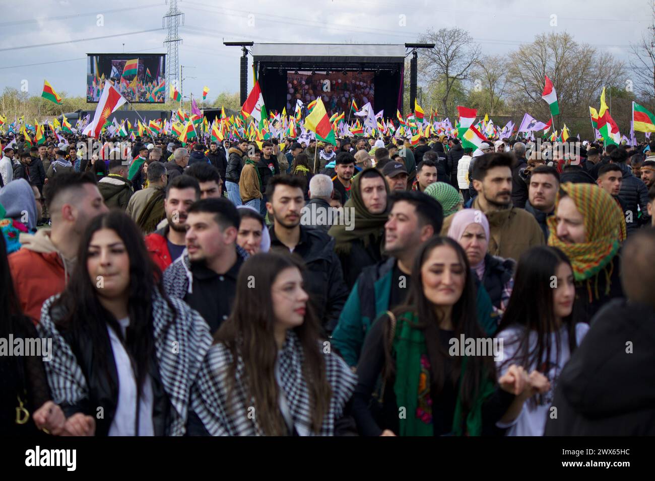 Newroz celebration, Rebstockpark, Frankfurt, Germany, March 23, 2024 ...
