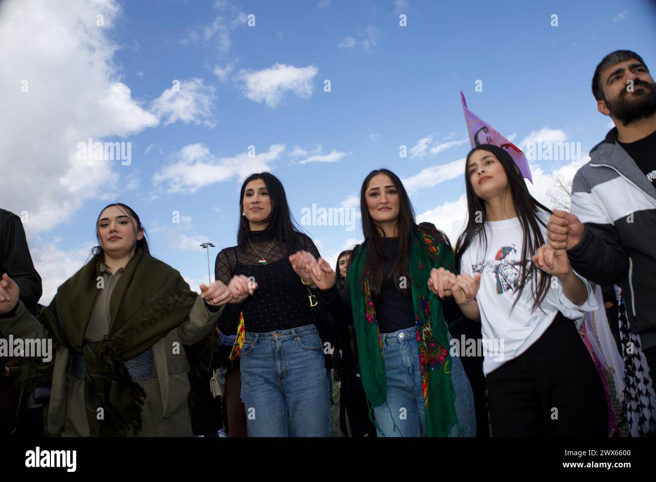 Newroz celebration, Rebstockpark, Frankfurt, Germany, March 23, 2024. Thousands of Kurds gather ...
