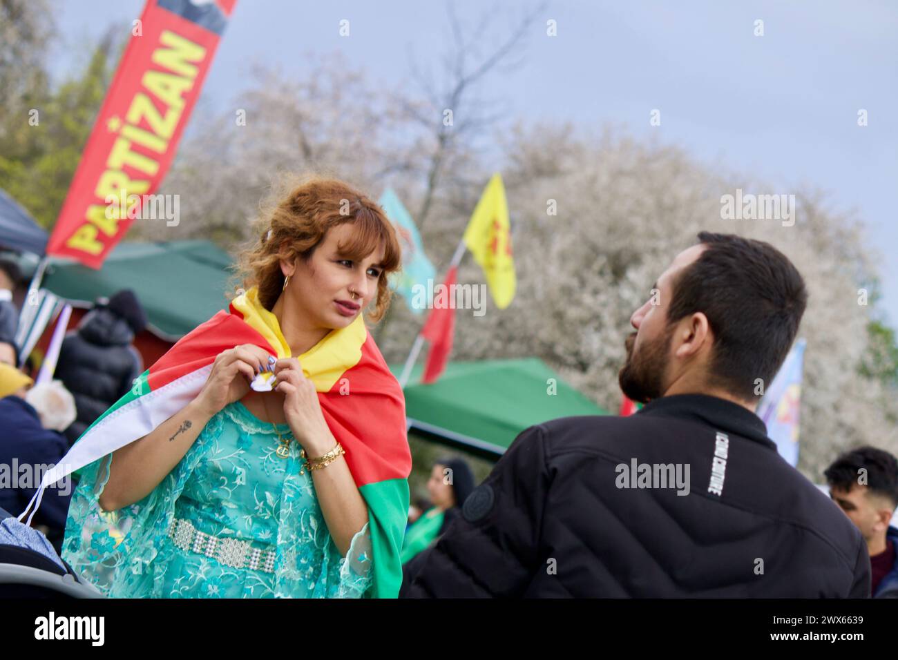 Newroz celebration, Rebstockpark, Frankfurt, Germany, March 23, 2024 ...