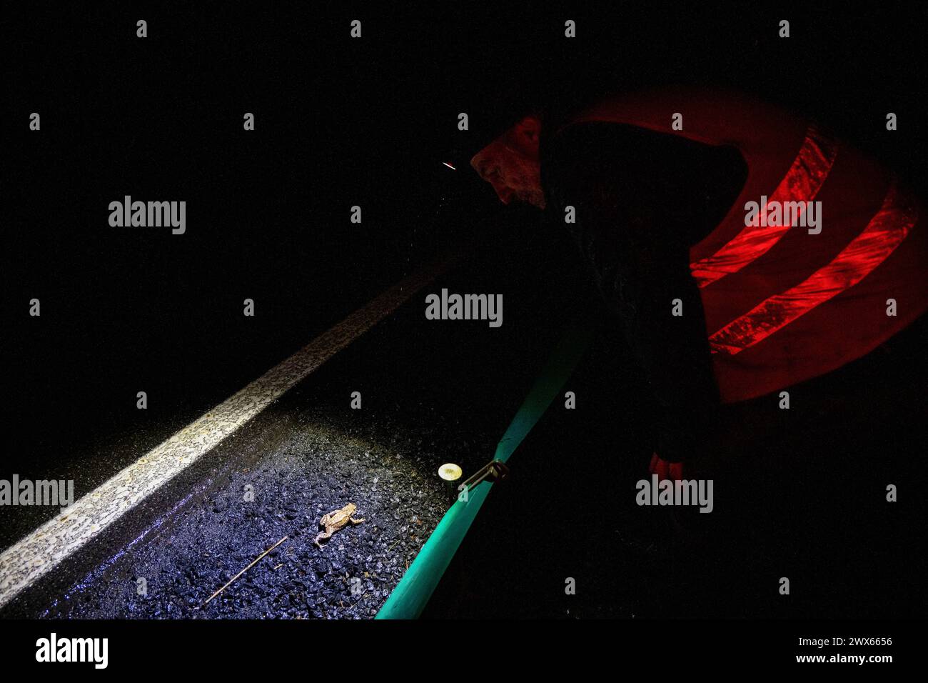 Jesserndorf, Germany. 27th Mar, 2024. A volunteer from the Bund ...