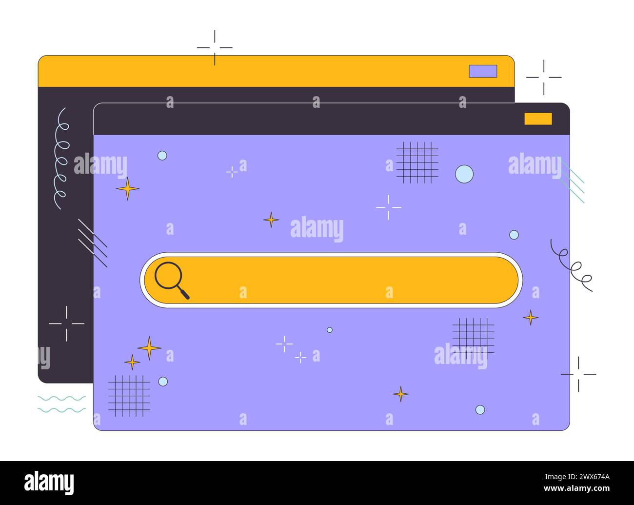Web tools for data searching 2D linear cartoon objects Stock Vector ...