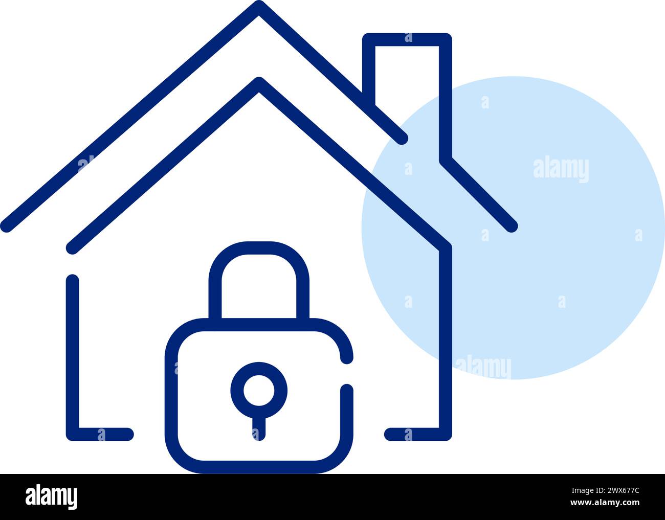 House and lock. Secure residence protected unauthorized access. Pixel ...
