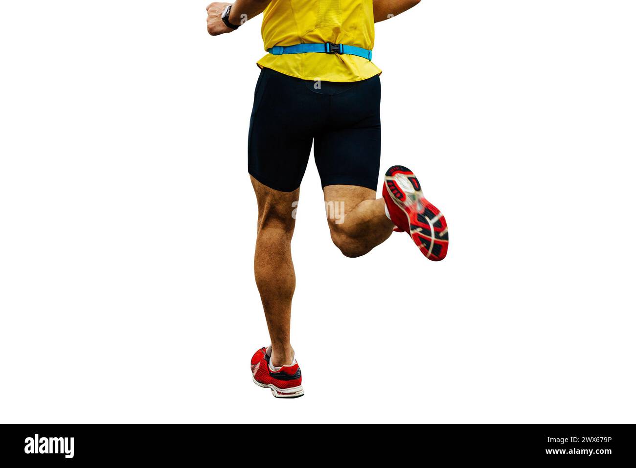 close up man legs running isolated on white background Stock Photo - Alamy