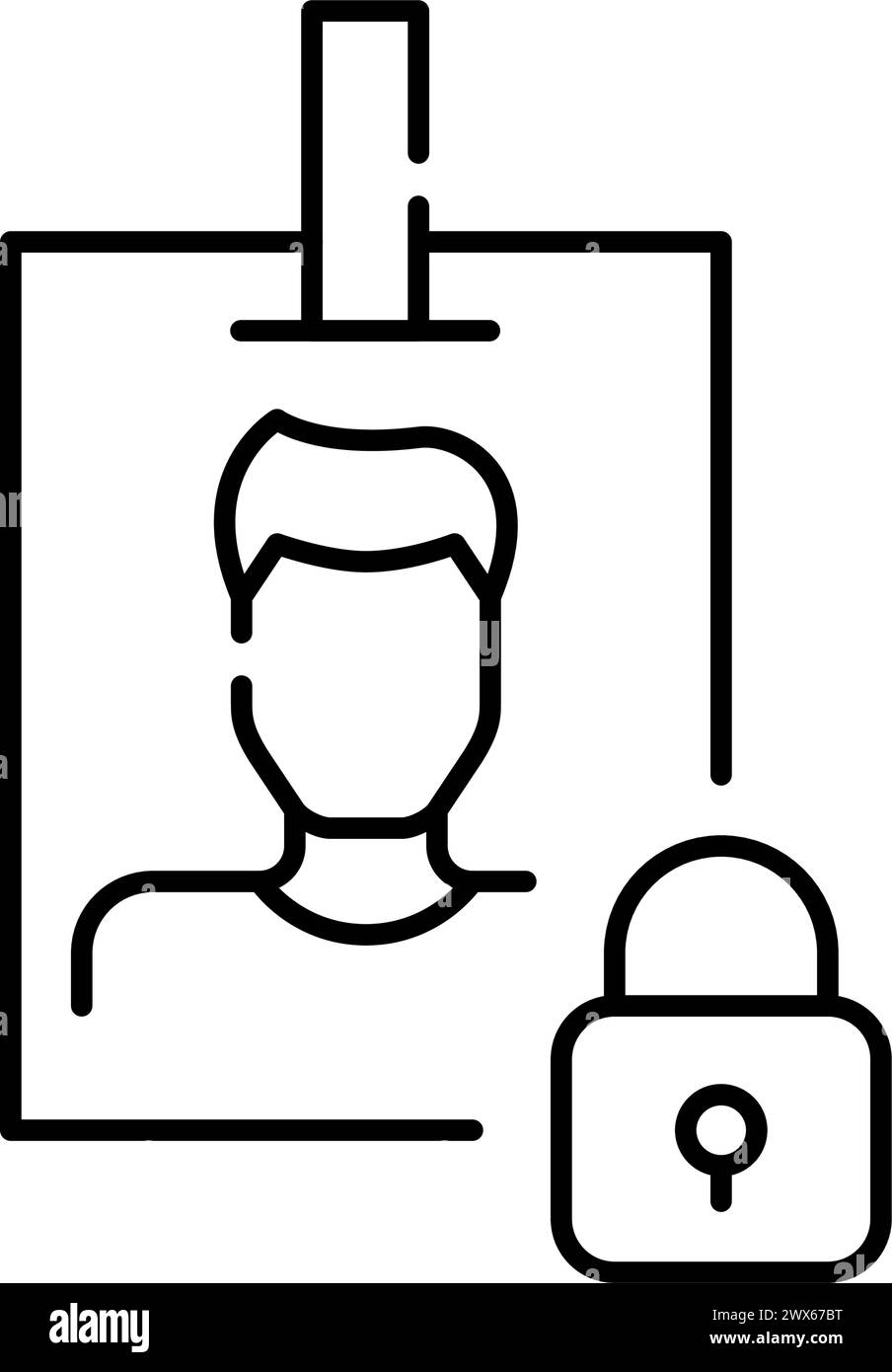 Id card with man avatar and lock. Safeguarding personal information ...