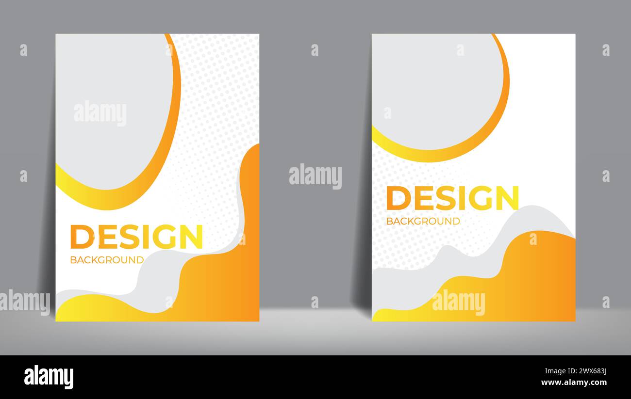 poster, cover or banner background with yellow abstract shapes ...