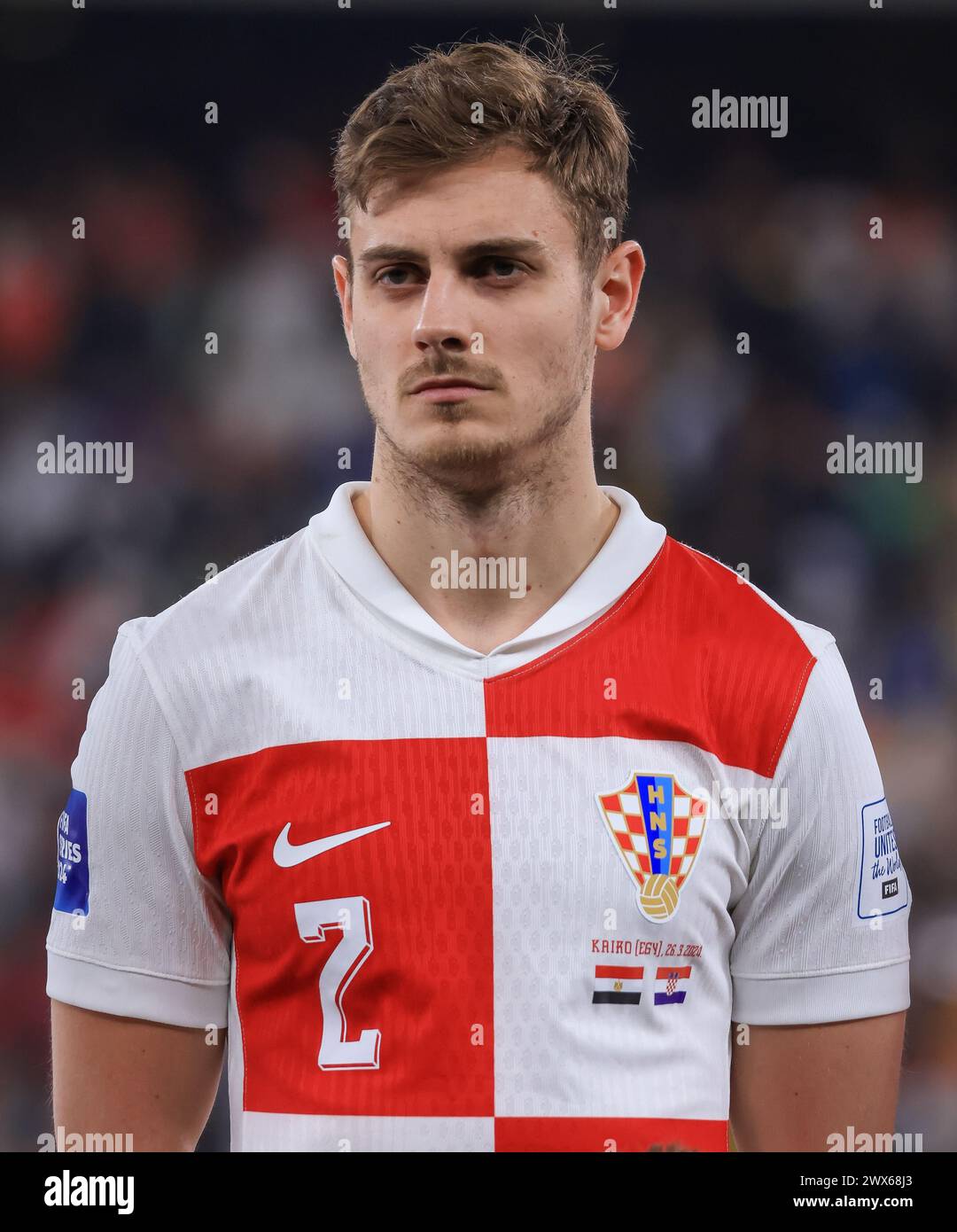 CAIRO, EGYPT - MARCH 26: Josip Stanisic of Croatia looks on during the ...