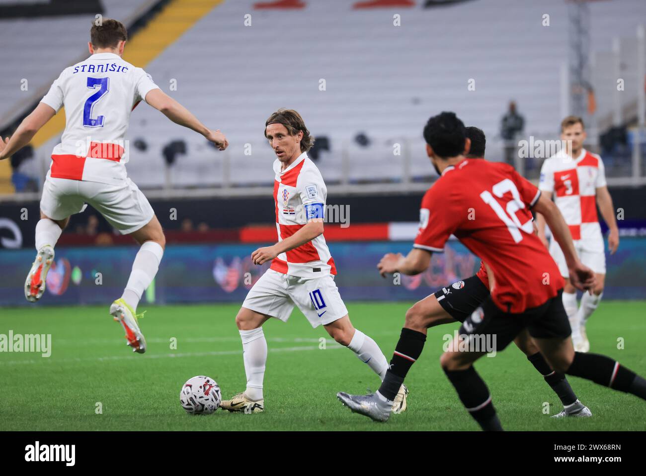 CAIRO, EGYPT - MARCH 26: Josip Stanisic, Luka Modric of Croatia during ...