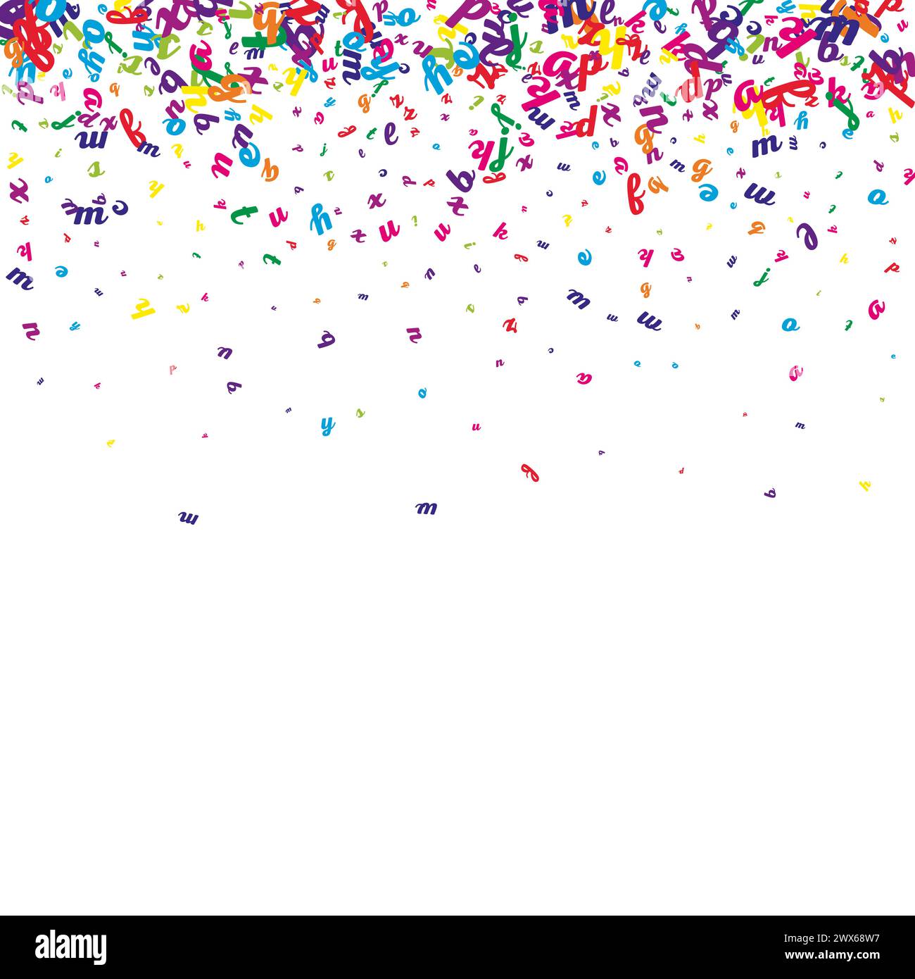 Scattered letters of latin alphabet. Colorful childish floating ...