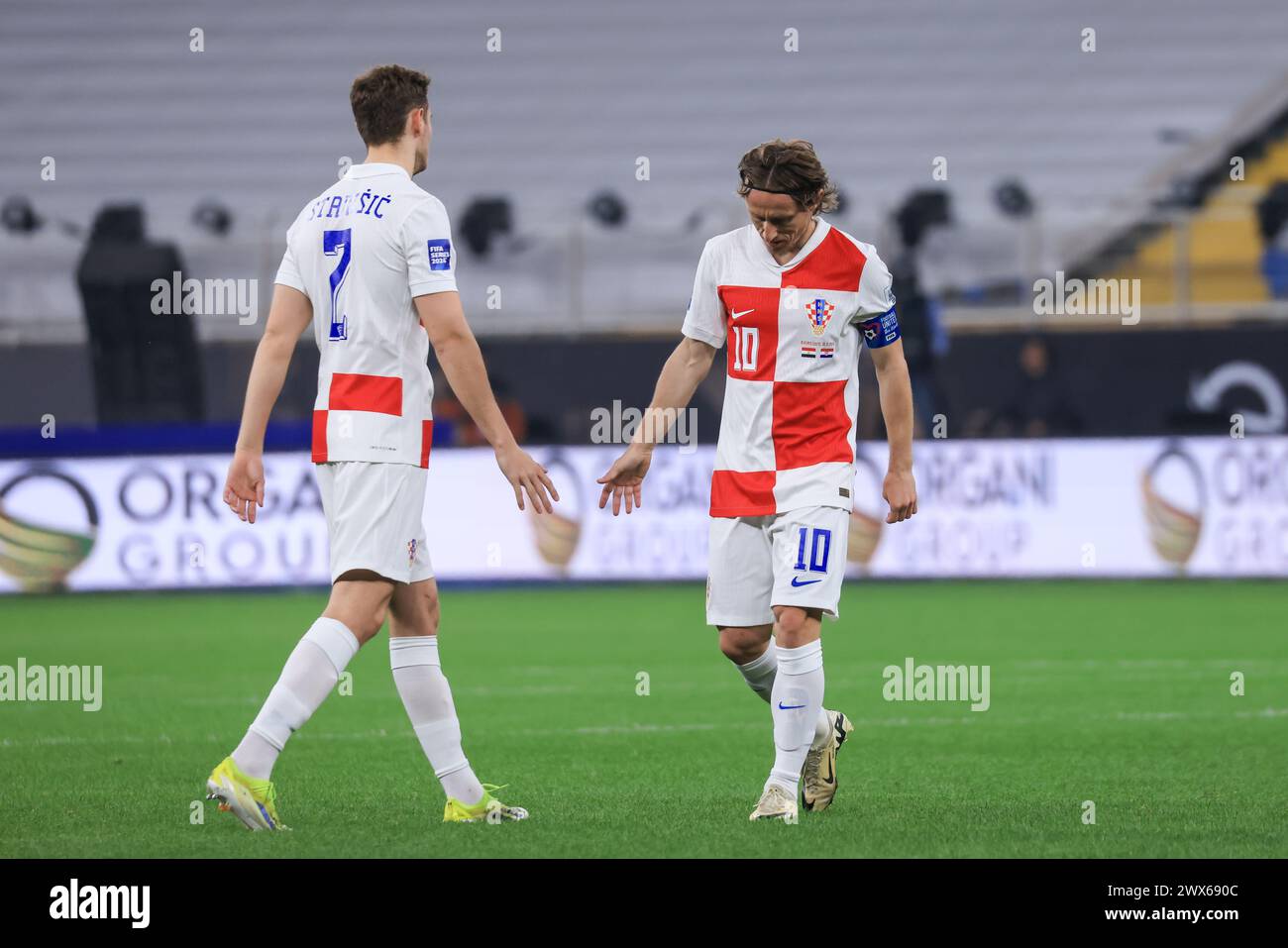 CAIRO, EGYPT - MARCH 26: Josip Stanisic, Luka Modric of Croatia during ...