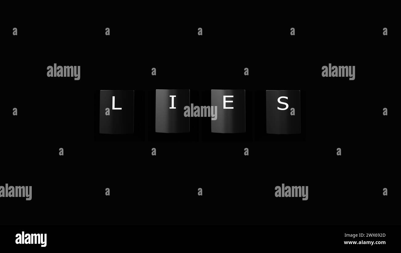 Lies black and white keyboard keys word internet communication news ...