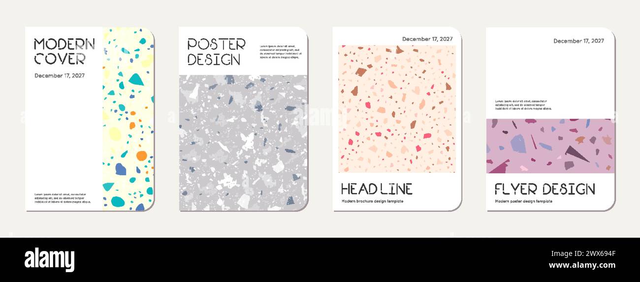 Notepad cover design. Terrazzo abstract background made of natural ...