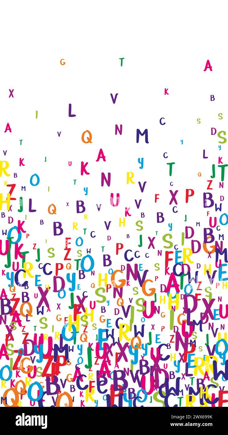 Concept of school background. Colorful childish falling letters of ...