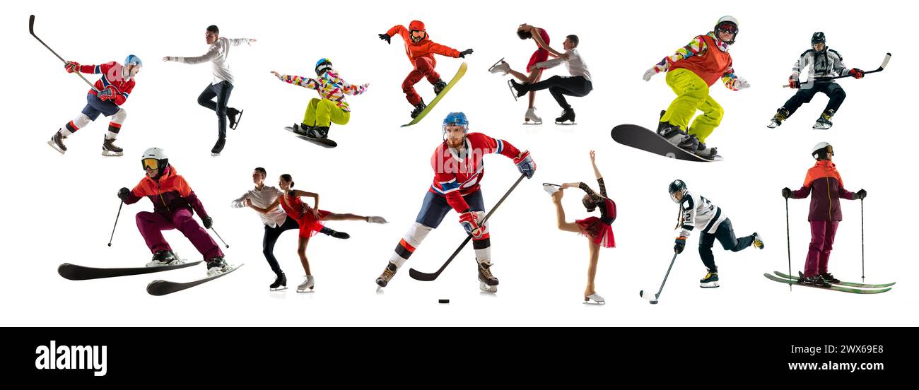 Collage amend of different athletes, men and women performing various ...