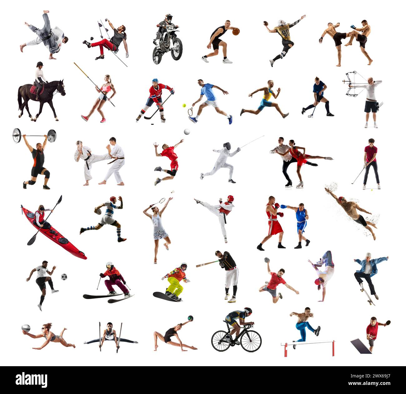 Collage. Athletes of different sports, men and women in motion ...