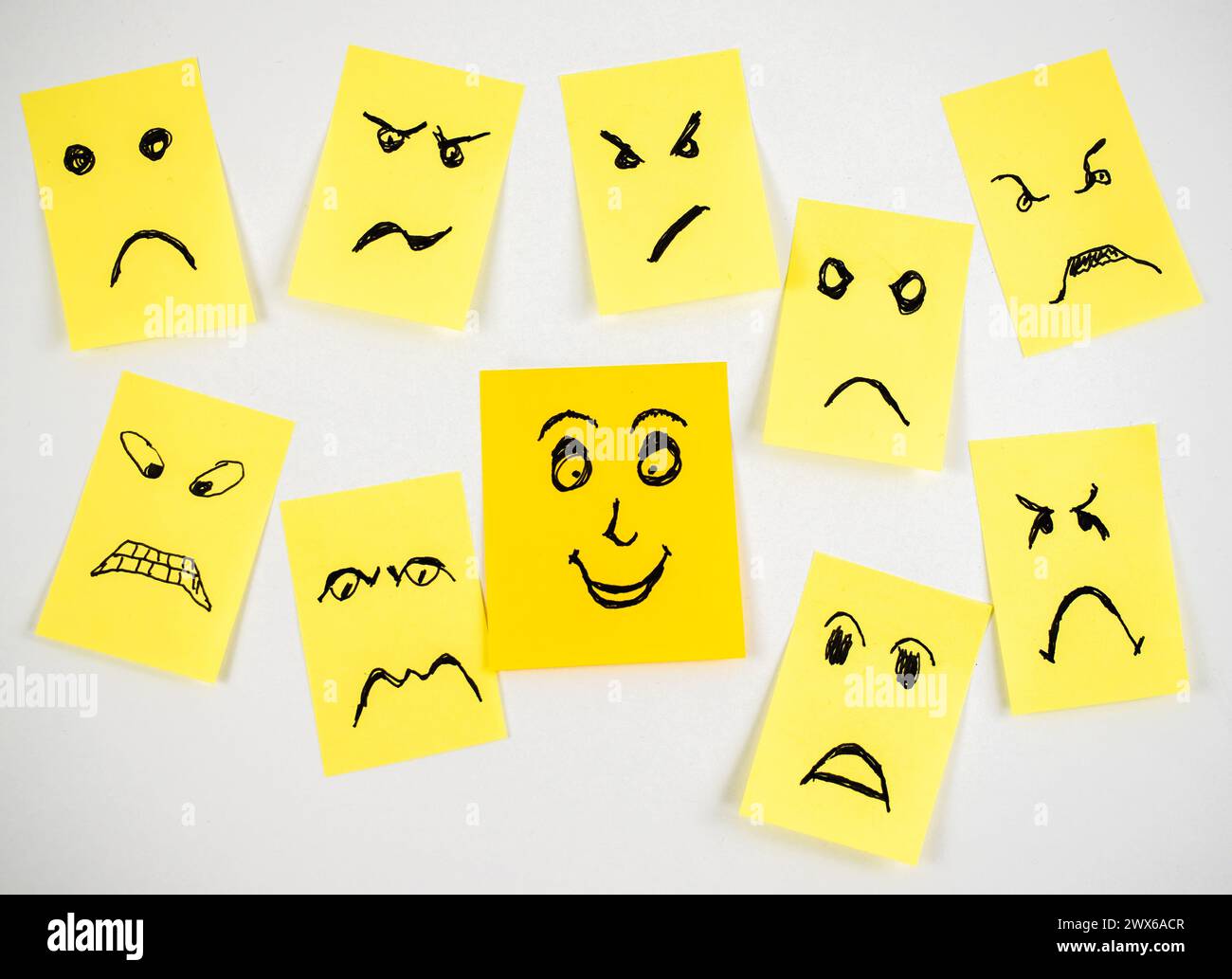 Concept for a positive attitude with small office notes with multiple ... Concept for a positive attitude with small office notes with multiple ...