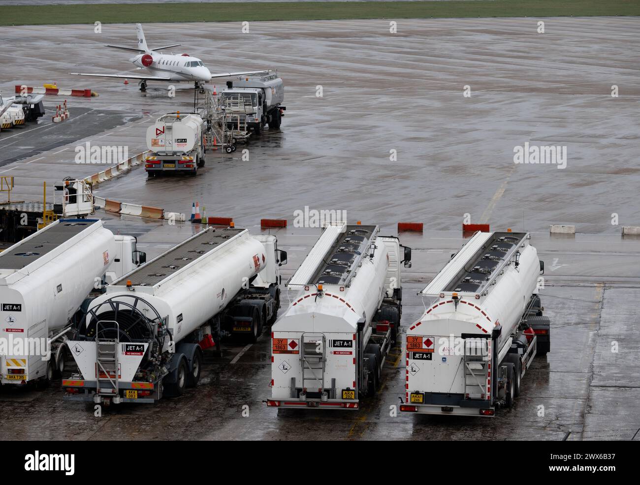 Aviation fuel tankers at Birmingham Airport, UK Stock Photo - Alamy