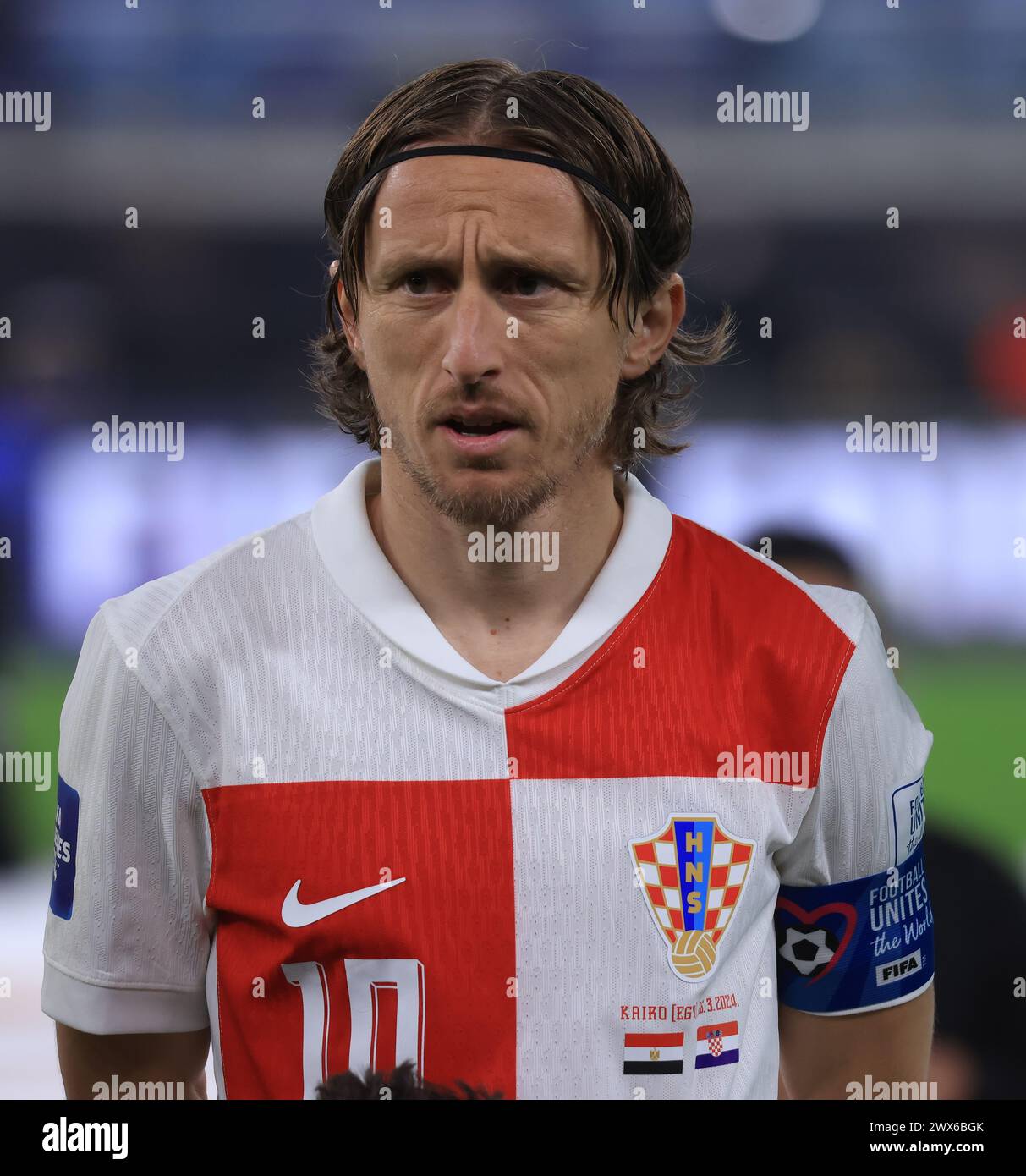CAIRO, EGYPT - MARCH 26: Luka Modric of Croatia looks on during the ...