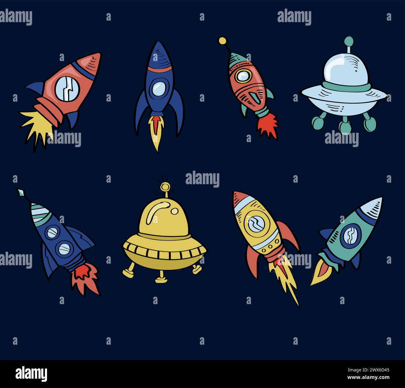 Spaceship stickers Stock Vector Images - Alamy