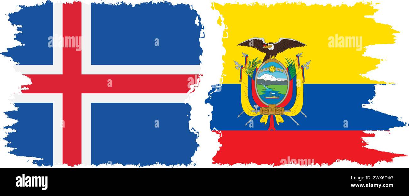 Ecuador and Iceland grunge flags connection, vector Stock Vector Image ...