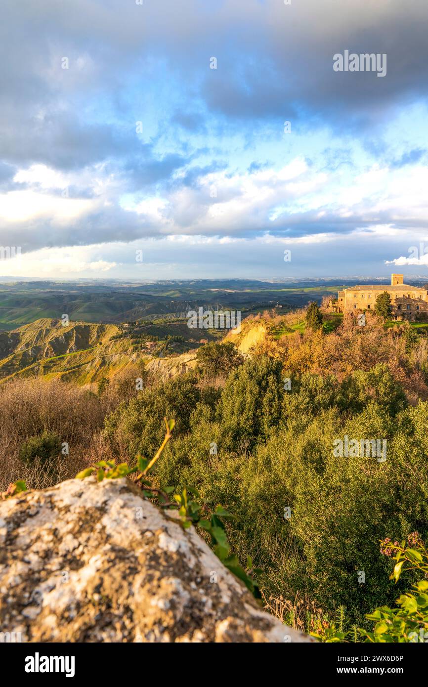 Rock formations called "Balze di Volterra", a form of erosion typical ...