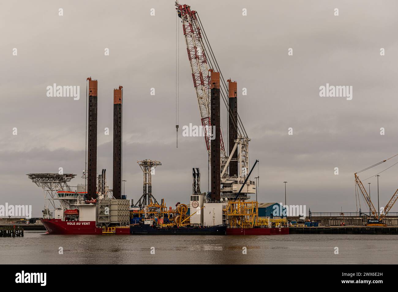 Battleship Wharf Terminal hosting a big ship on the River Blyth in ...