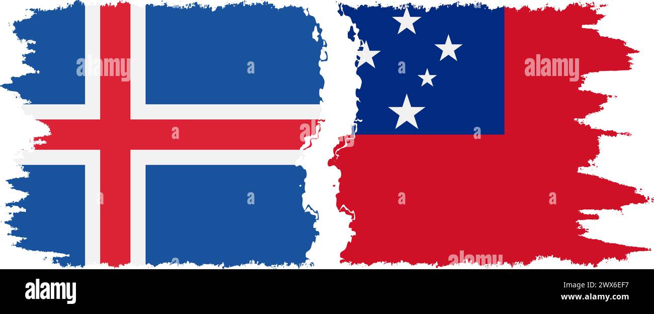 Independent State and Iceland grunge flags connection, vector Stock ...