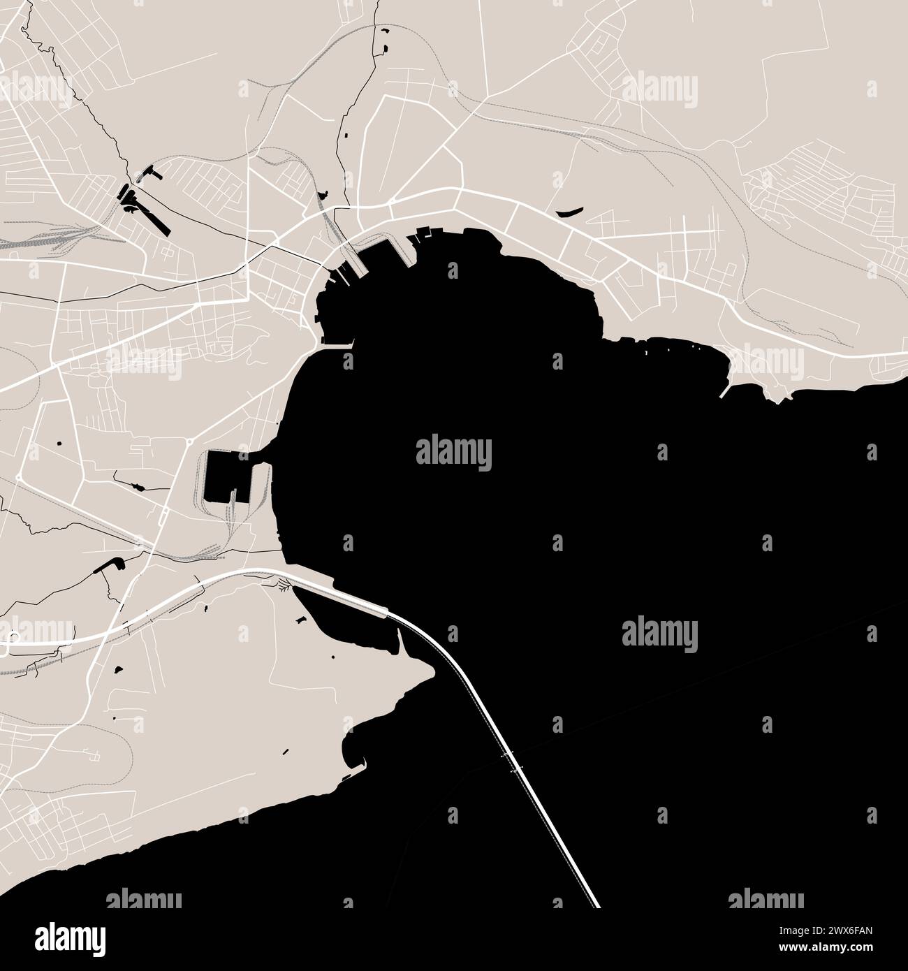 Detailed vector map poster of Kerch city administrative area. Skyline ...