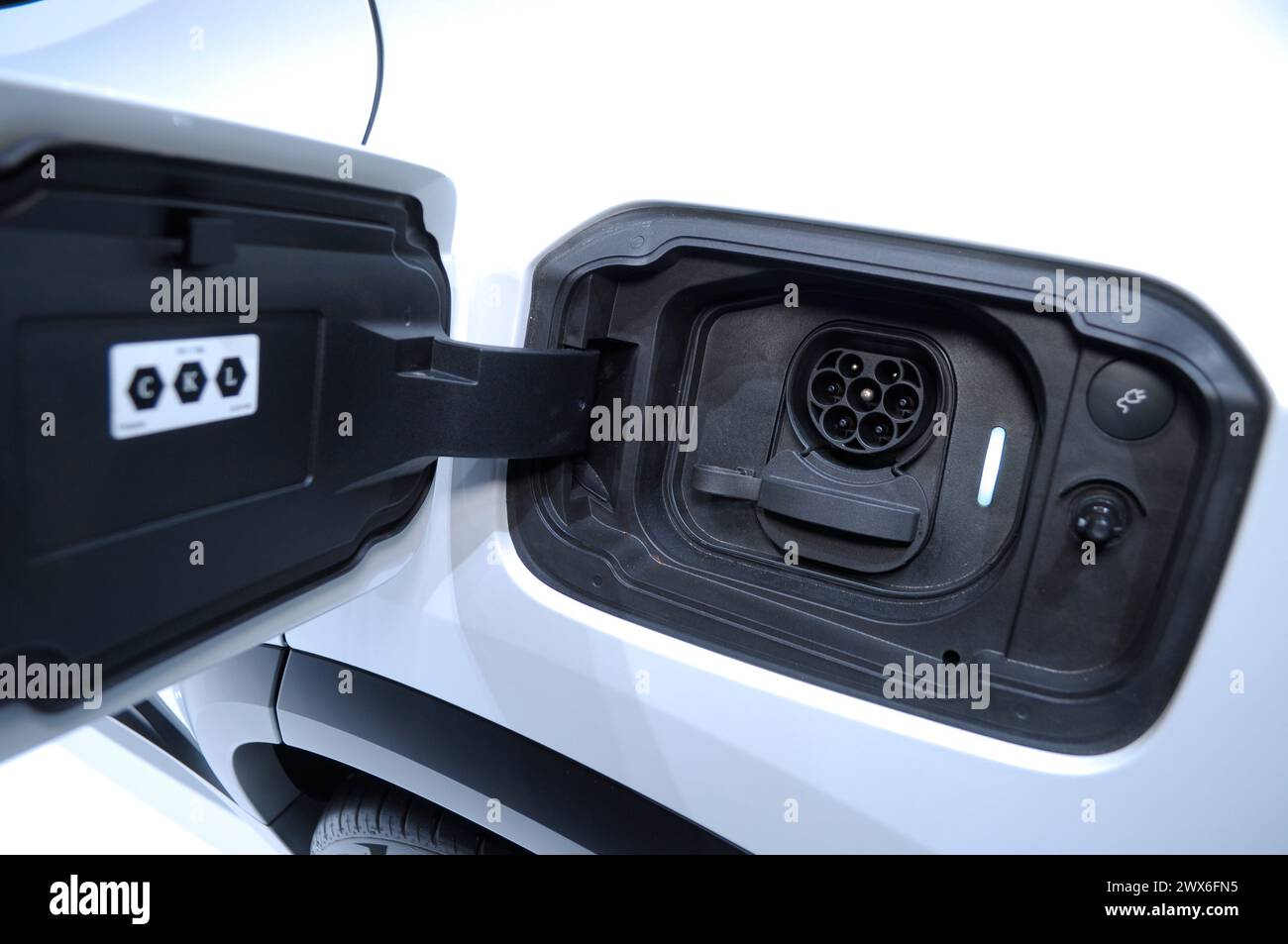 An electric charging port is seen on a Polestar 3 electric vehicle on ...