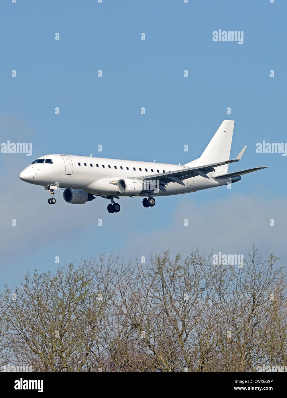 EASTERN AIRWAYS EMBRAER E-190 G-CMLI approaching runway 27 at LIVERPOOL JOHN LENNON AIRPORT ...
