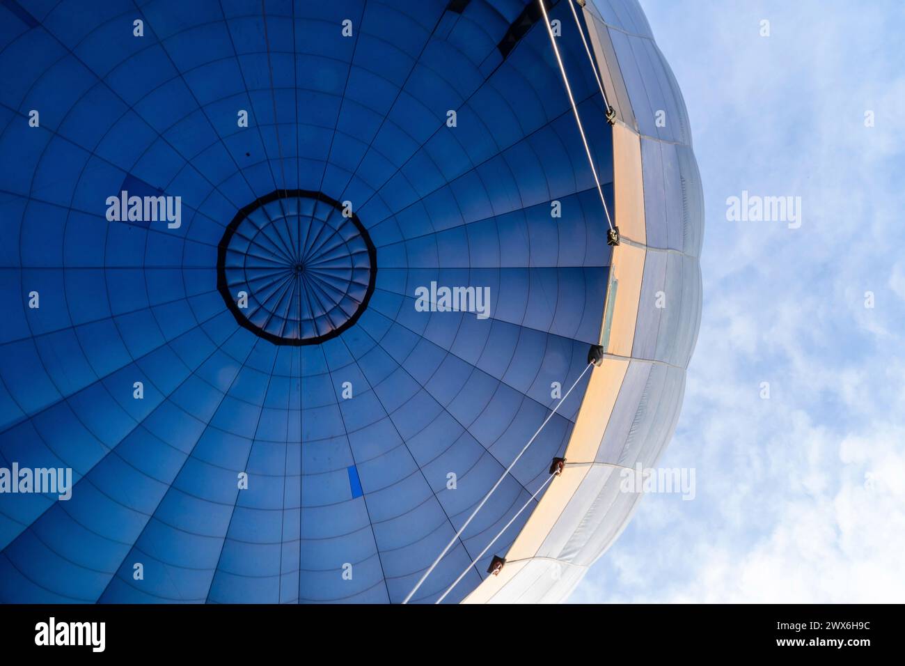 Interior of a hot air balloon seen from below Stock Photo - Alamy