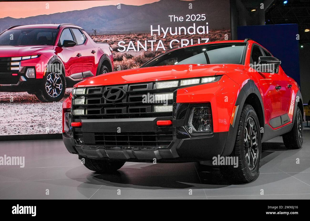 NEW YORK, NY, USA - MARCH 27, 2024: Hyundai Santa Cruz 2025 displayed ...