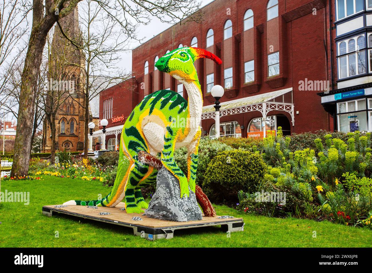 Parasaurolophus Dinosaur Southport, Merseyside. UK Weather; 28 Mar 2024 ...
