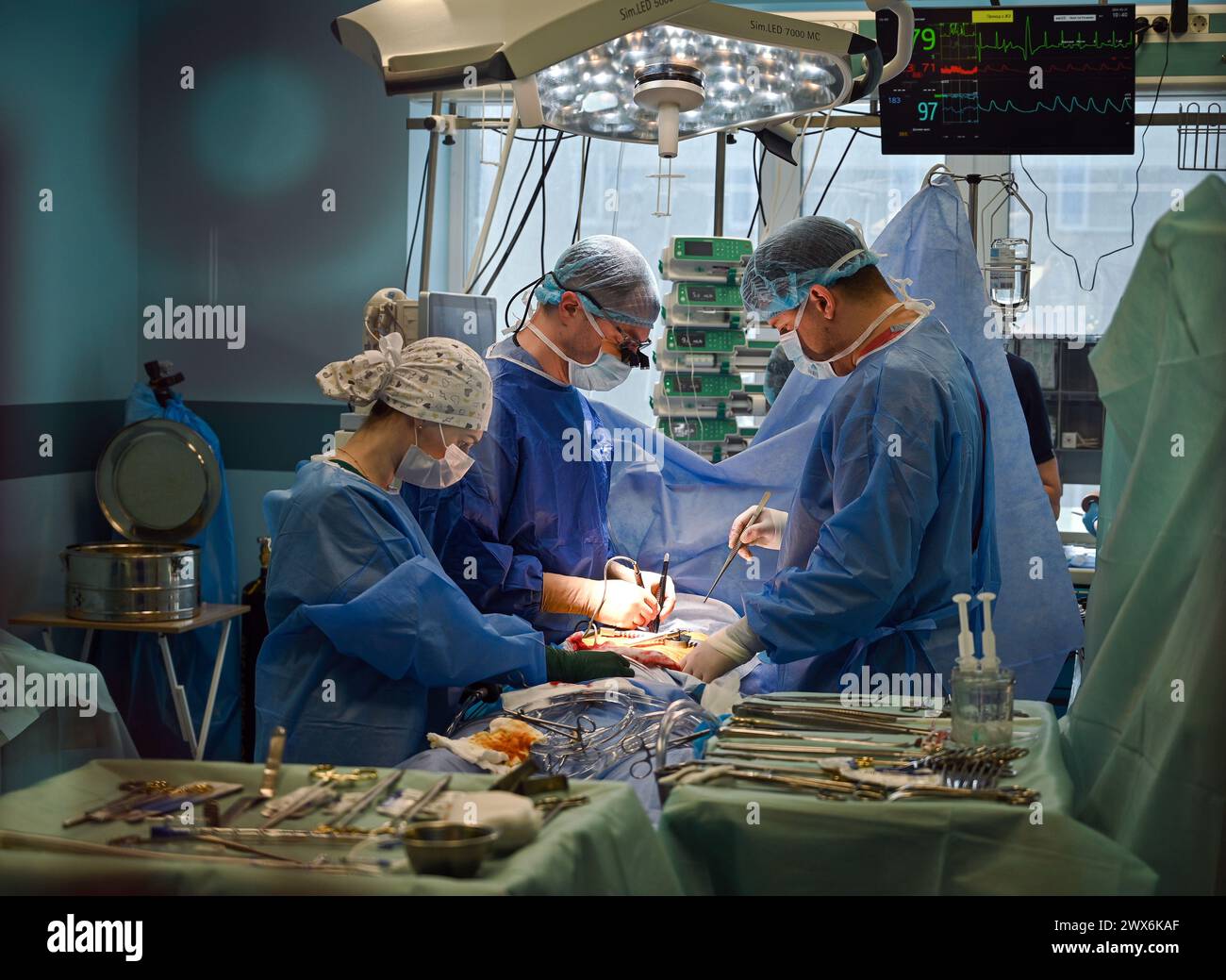 LVIV, UKRAINE - MARCH 27, 2024 - Cardiac surgeons of St. Panteleimon Clinical Hospital together ...