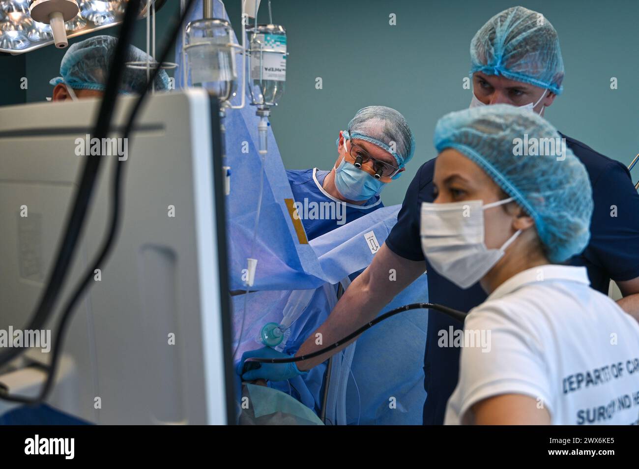LVIV, UKRAINE - MARCH 27, 2024 - Cardiac surgeons of St. Panteleimon Clinical Hospital together ...