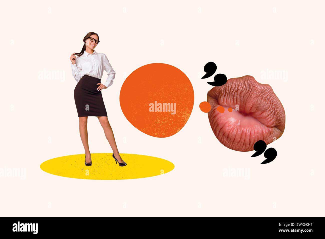 3D photo collage composite trend artwork image of young office manager ...