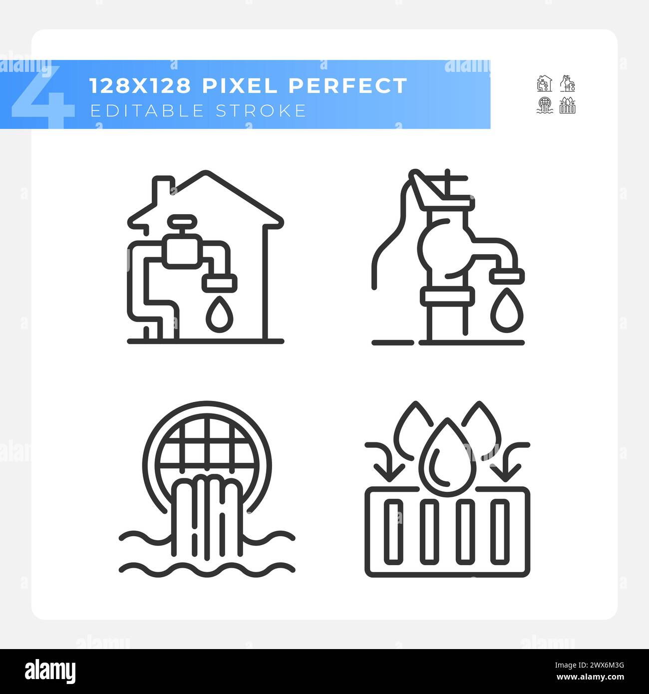 Water infrastructure linear icons set Stock Vector Image & Art - Alamy